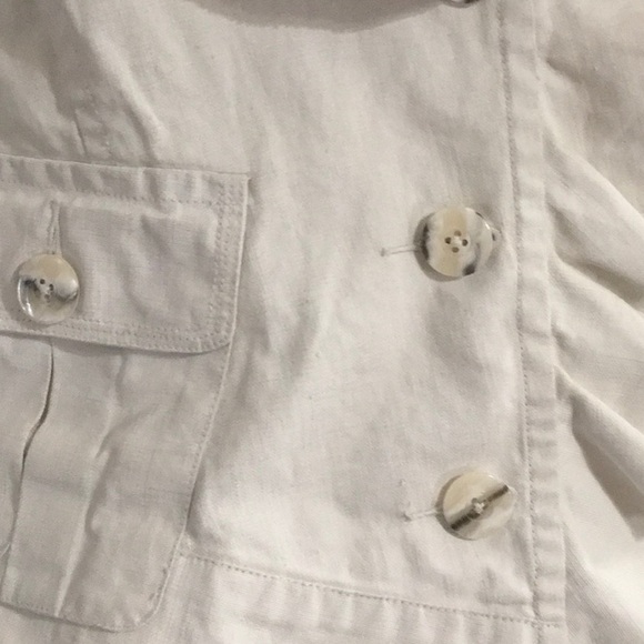 CAbi | Jackets & Coats | Cabi Jacket Linen Ruffle Asymmetrical Crop ...